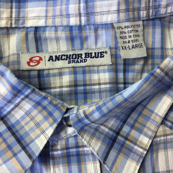 anchor blue | Shirts | Anchor Blue Mens Western Shirt Blue Plaid Xxl ...